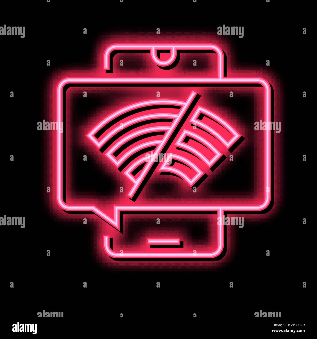 wifi disconnected mobile phone neon glow icon illustration Stock Vector ...