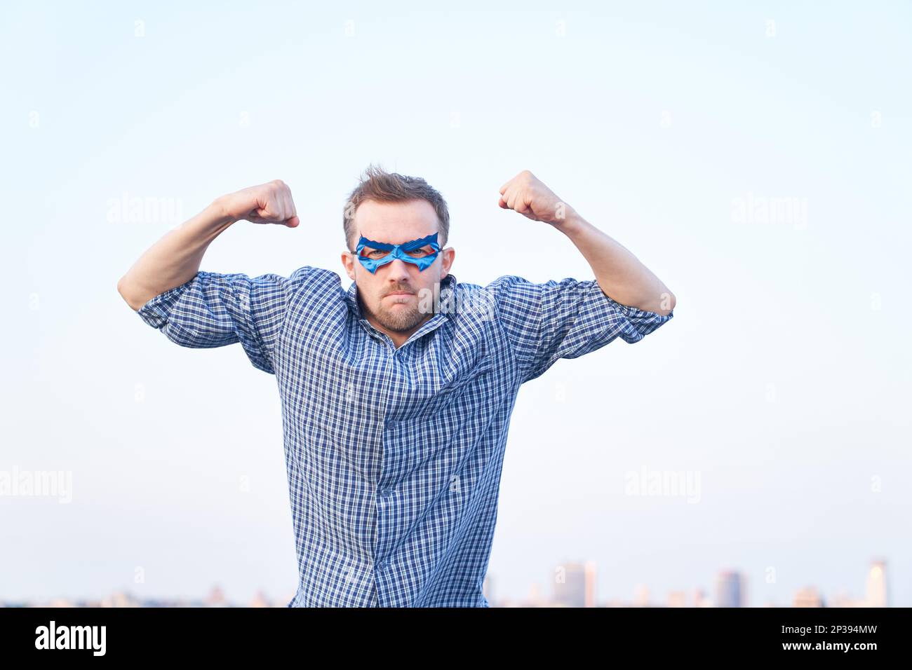 Pumped fists or superpower, aggression emotion concept. Caucasian angry ...