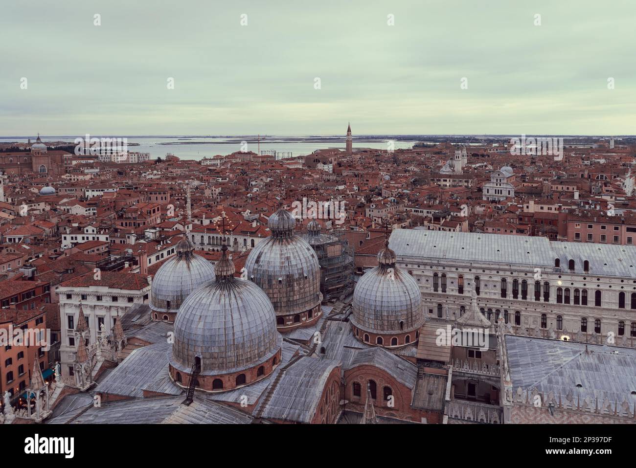 Medieval chaotic buildings in the city center around Piazza San Marco ...