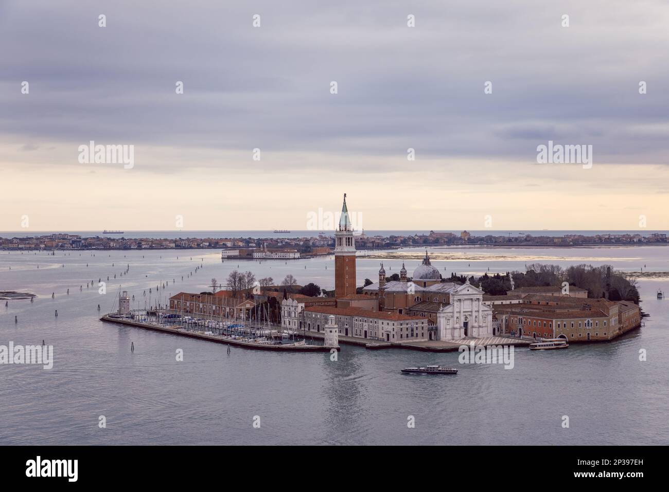 View of the island of San Giorgio in the Venice lagoon and the Church ...