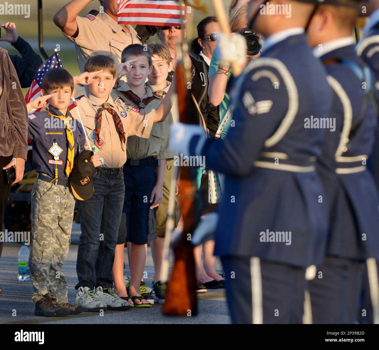 Cub Scouts from left to right, Nicolai Kasch, Hayden Krantz, Jalen King ...