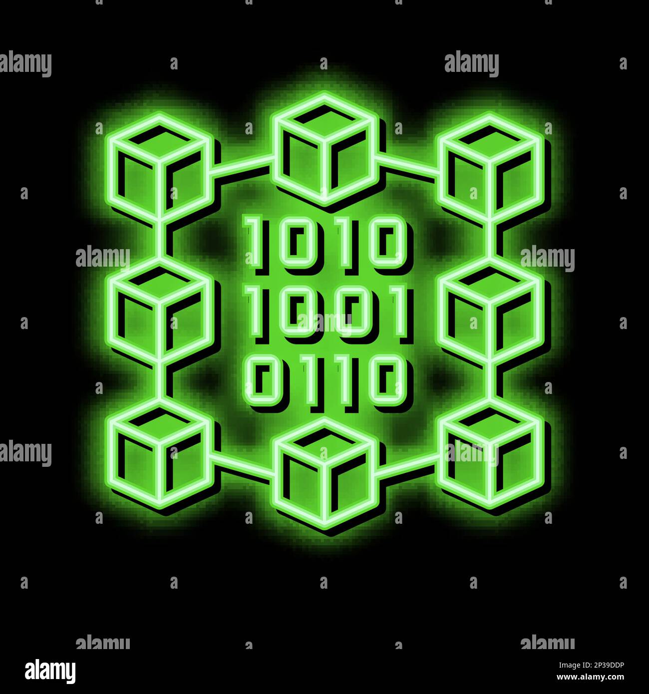 Binary Neural Network Neon Glow Icon Illustration Stock Vector Image And Art Alamy