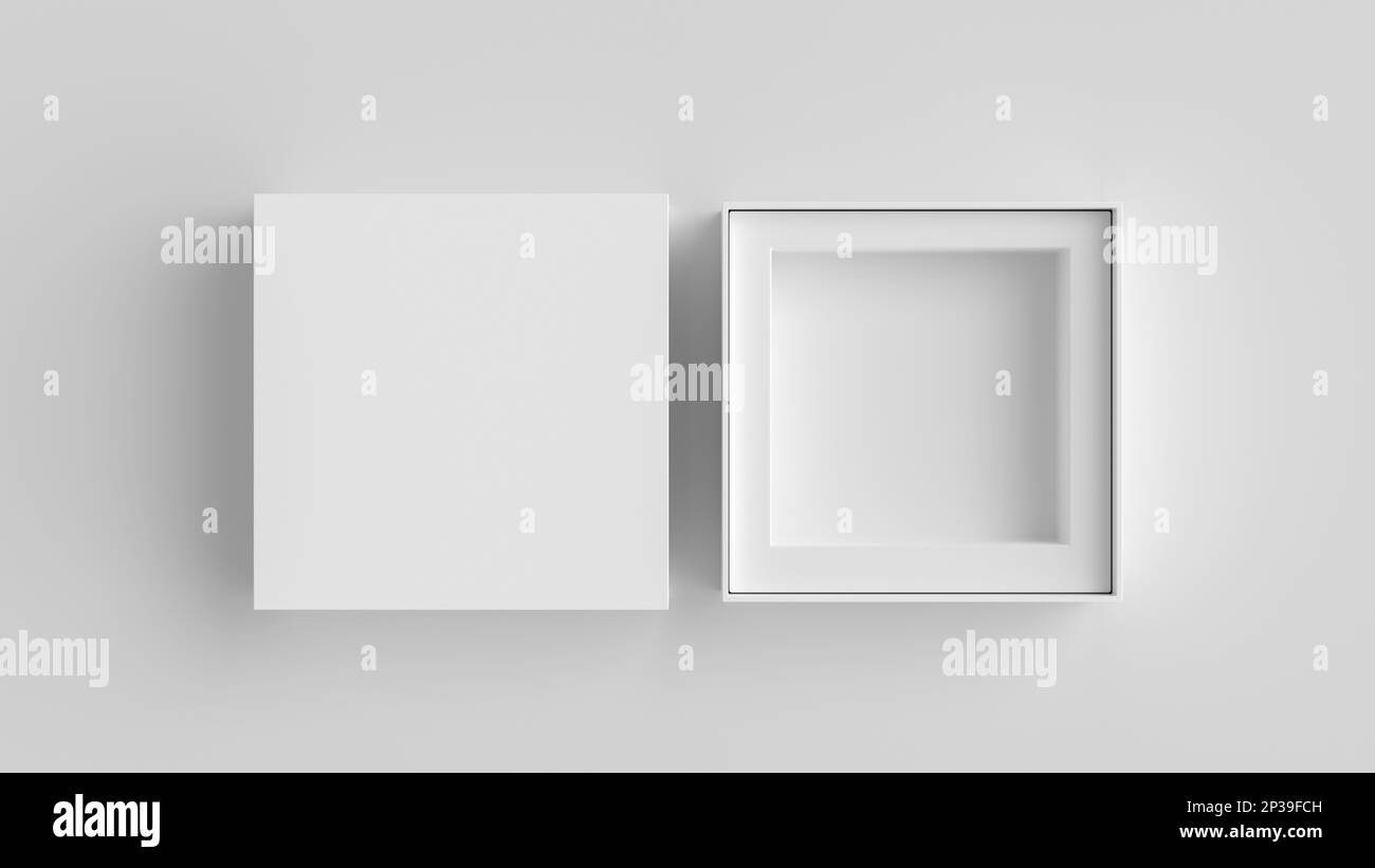 Square open box packaging mockup on white background. Template for your ...