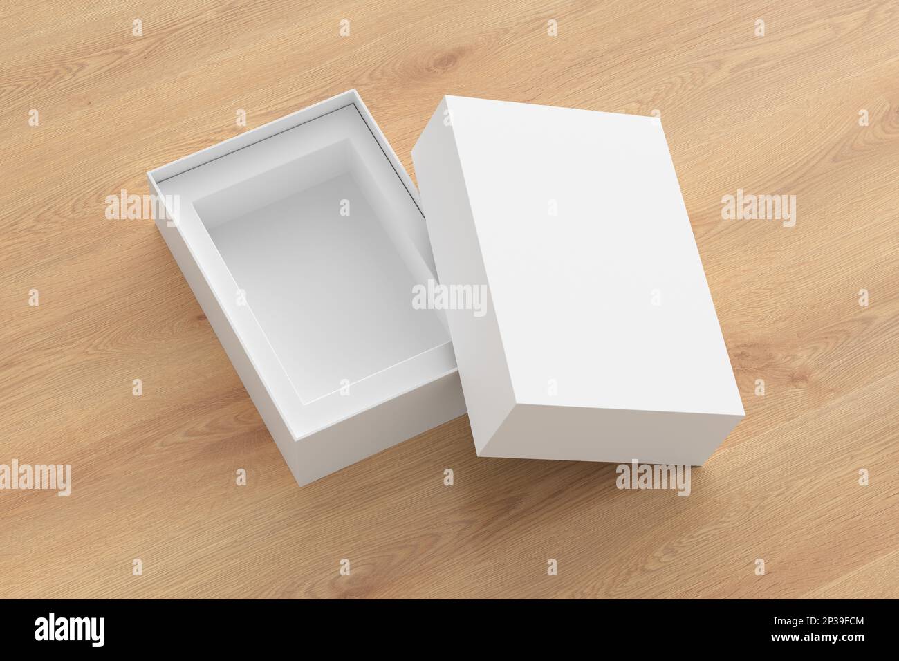 Open box packaging mockup on wooden background. Template for your ...