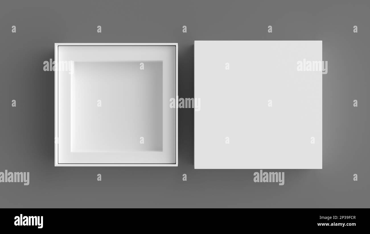 Square open box packaging mockup on gray background. Template for your ...