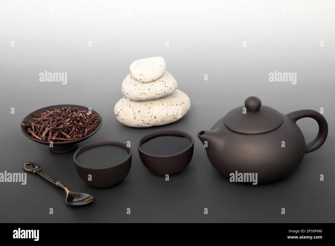 Japanese kuchika tea ceremony for balance with pebble stack, ceramic ...