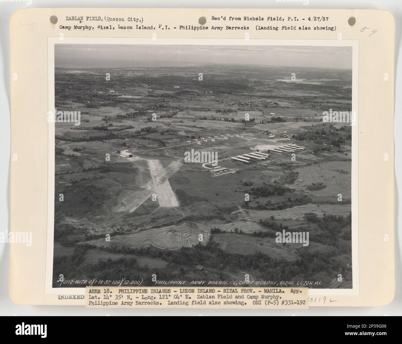 Landing Fields - Philippines - Zablan Field, Aerial Photograph Stock ...