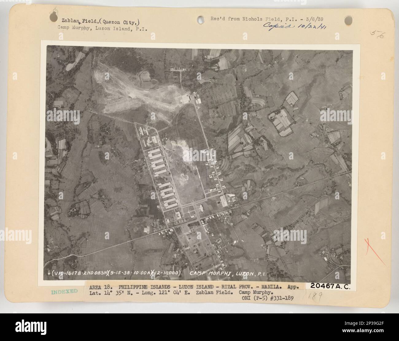 Landing Fields - Philippines - Zablan Field, Aerial Photograph Stock ...