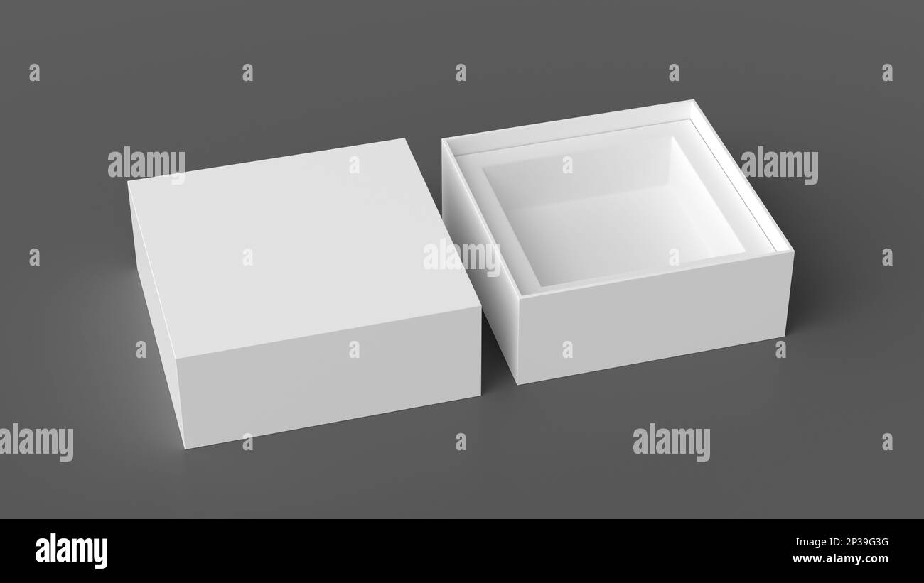 Square open box packaging mockup on gray background. Template for your ...
