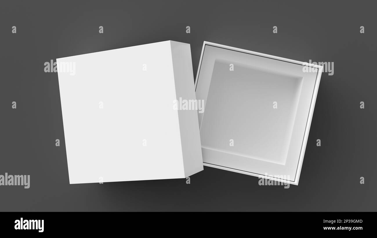 Square open box packaging mockup on gray background. Template for your ...