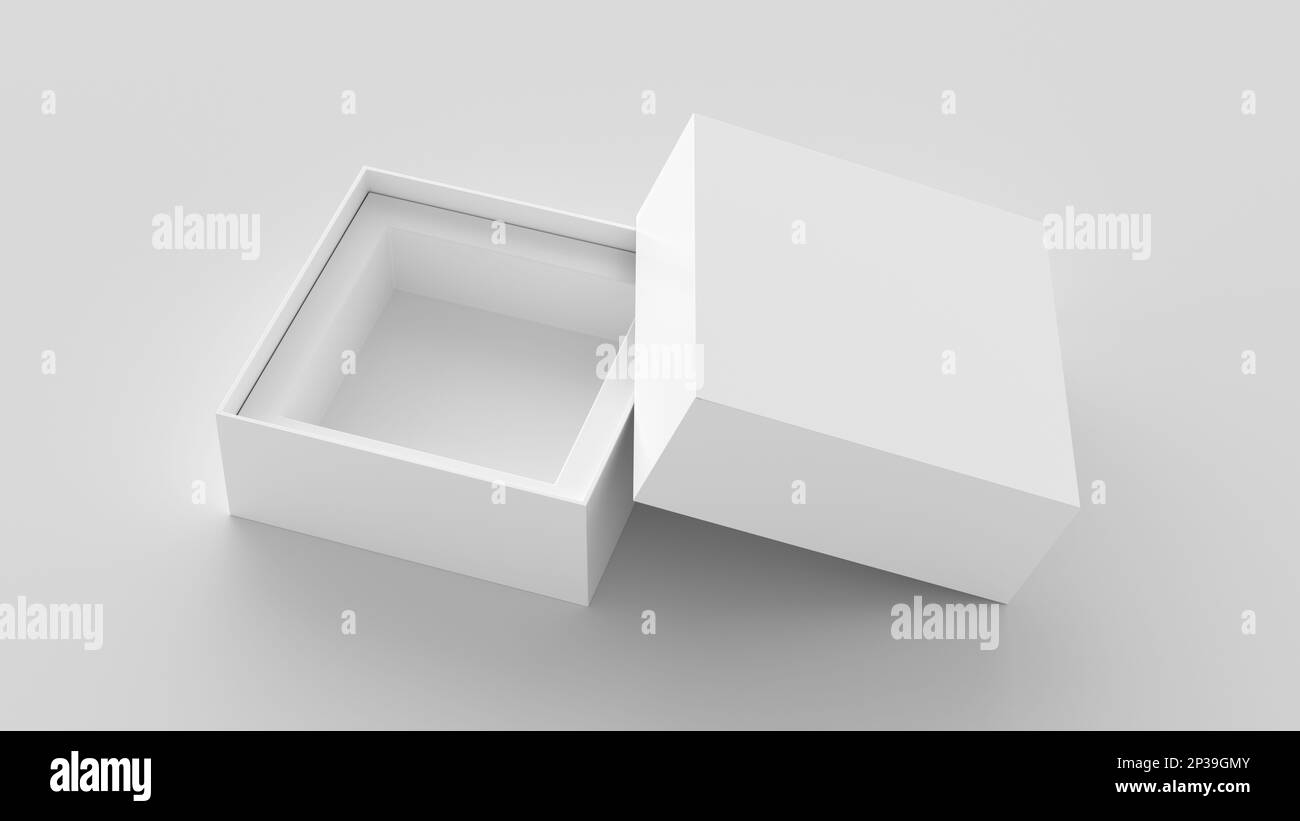 Square open box packaging mockup on white background. Template for your ...