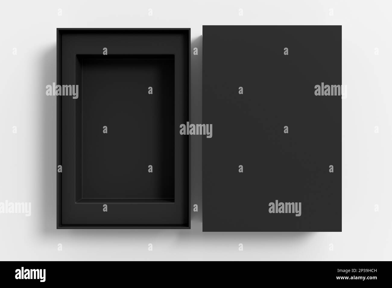 Open black box packaging mockup on white background. Template for your ...