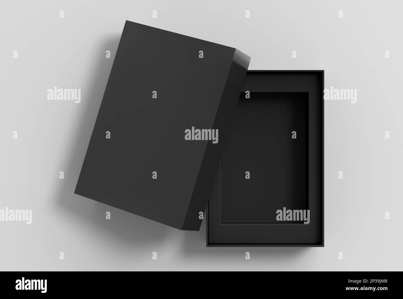 Open black box packaging mockup on white background. Template for your ...