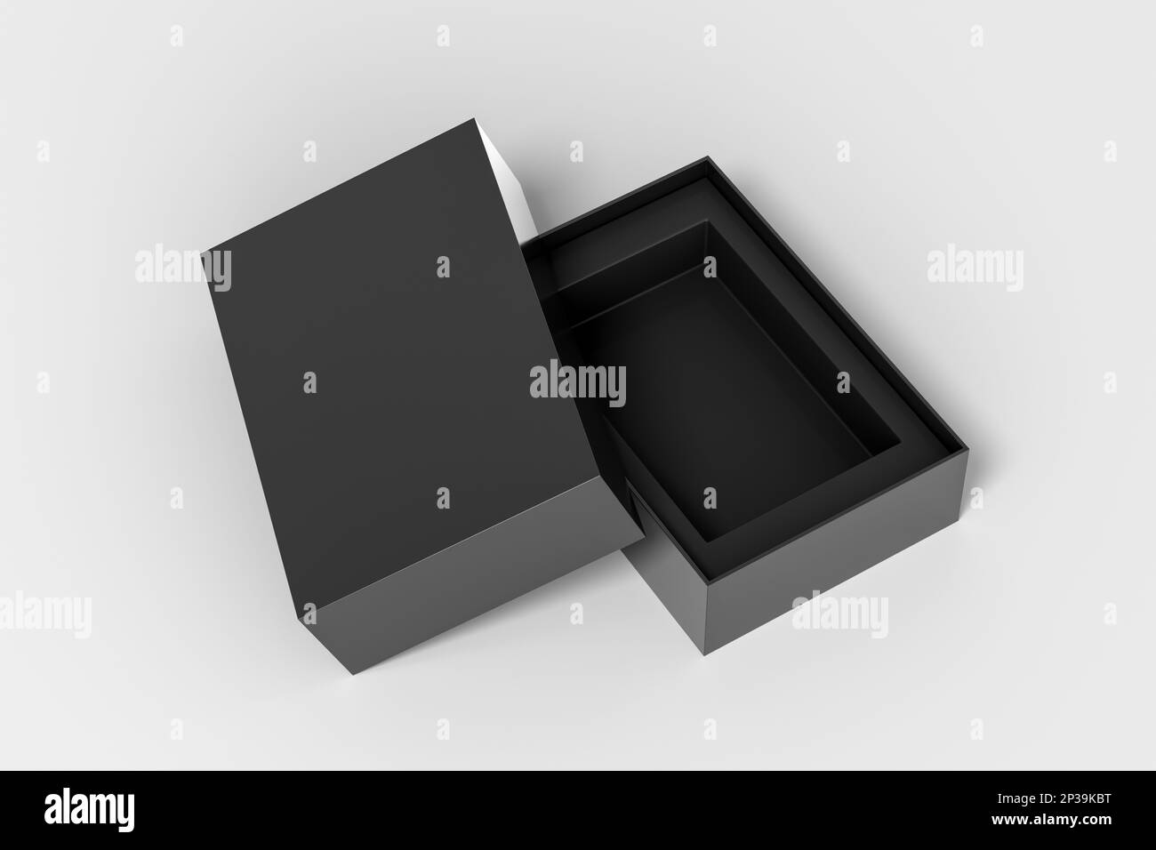 Open black box packaging mockup on white background. Template for your ...