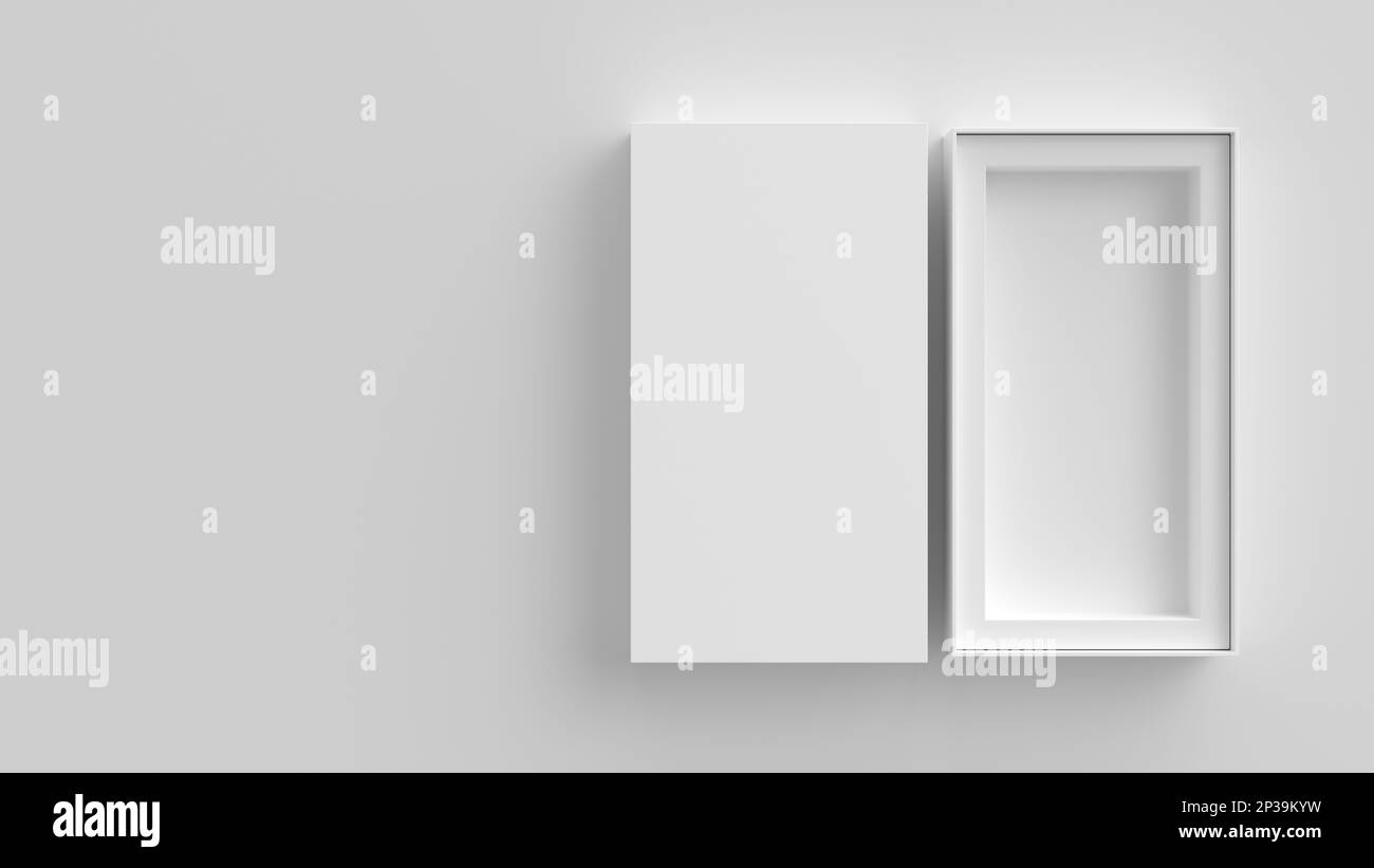 Long open box packaging mockup on white background. Template for your ...