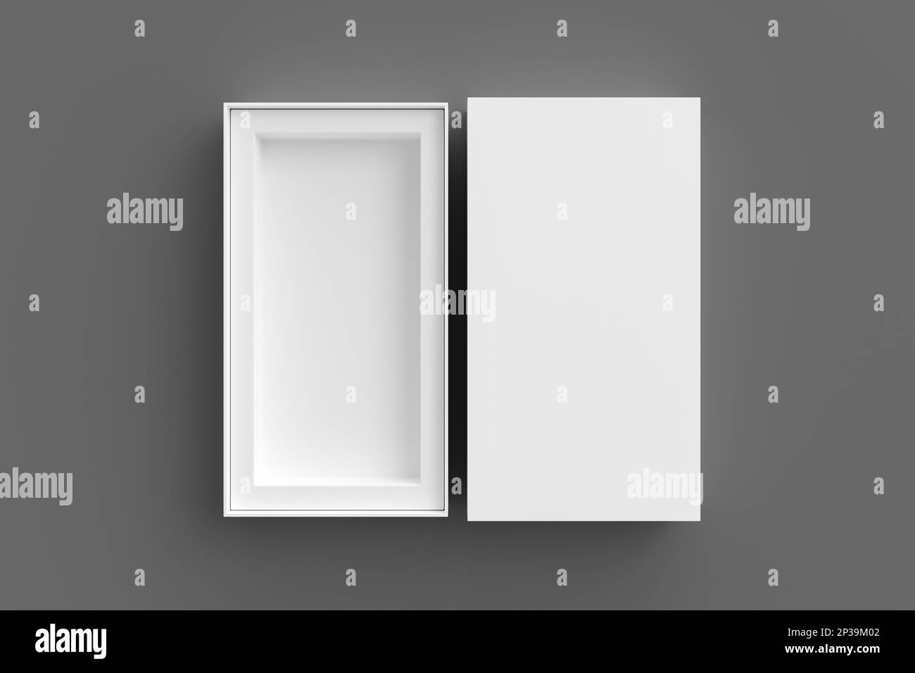 Long open box packaging mockup on gray background. Template for your ...