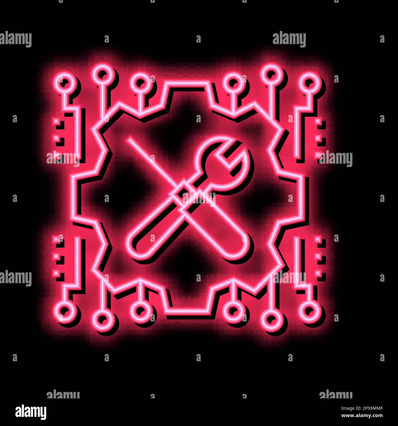 meachanical fix incident neon glow icon illustration Stock Vector Image ...