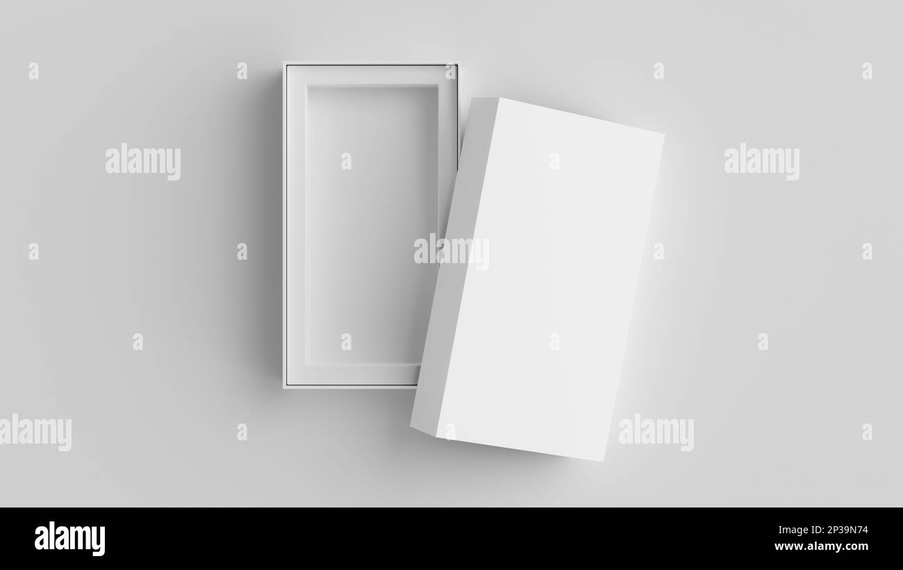 Long open box packaging mockup on white background. Template for your ...