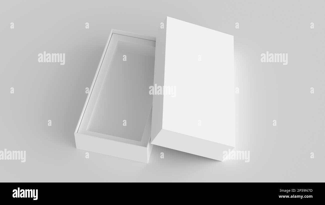 Long open box packaging mockup on white background. Template for your ...