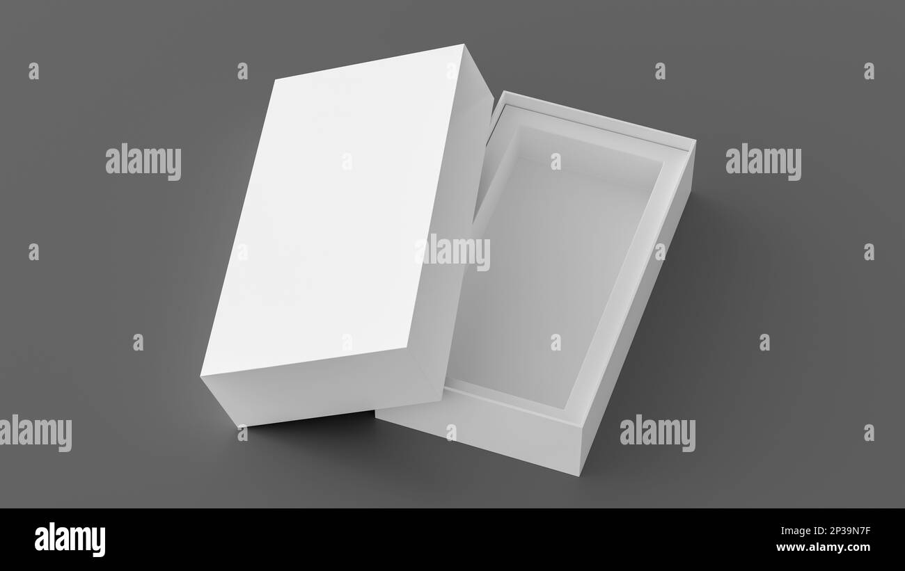 Long open box packaging mockup on gray background. Template for your ...