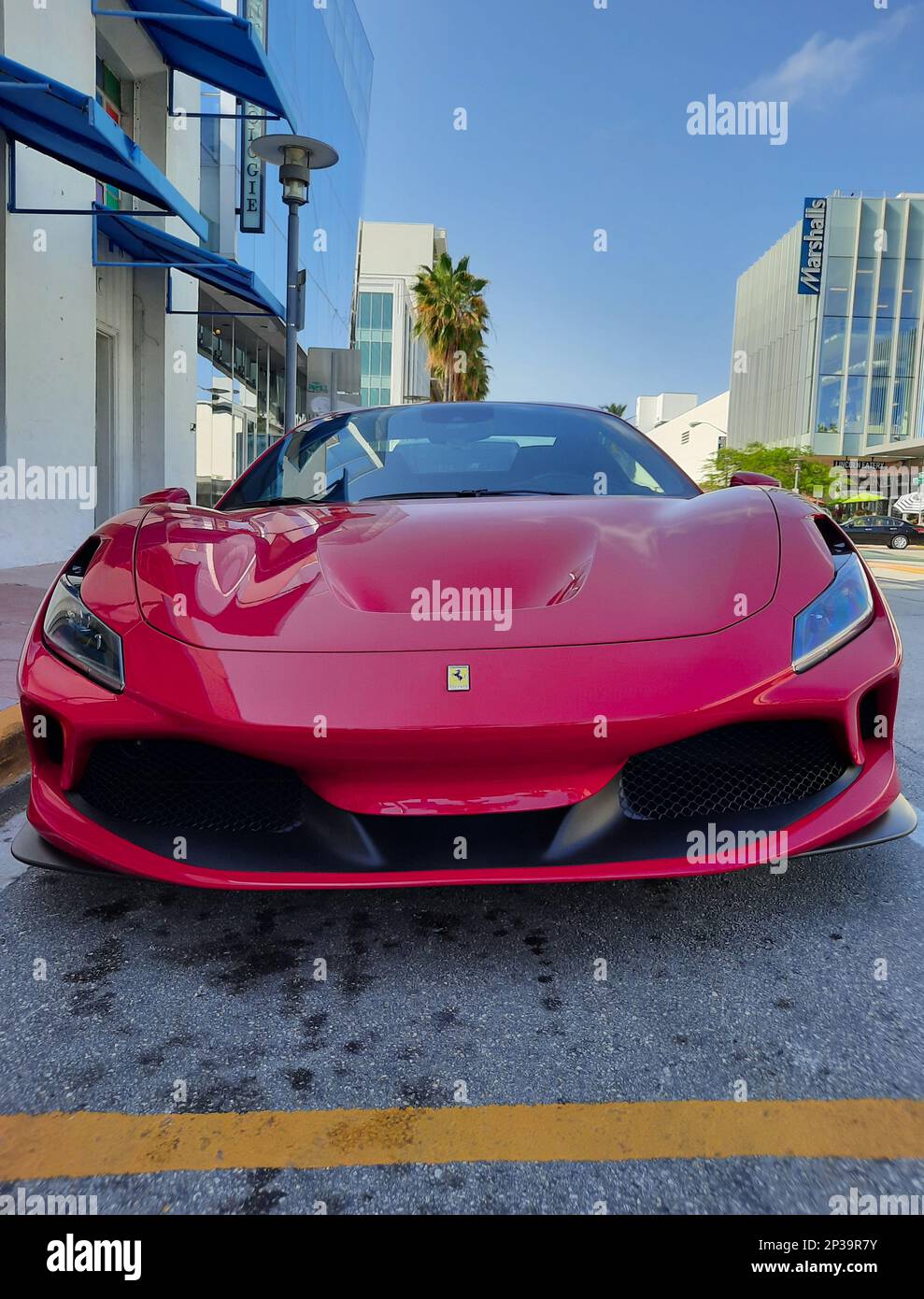 Los Angeles, California USA - March 24, 2021: red Ferrari F8 Tributo ...