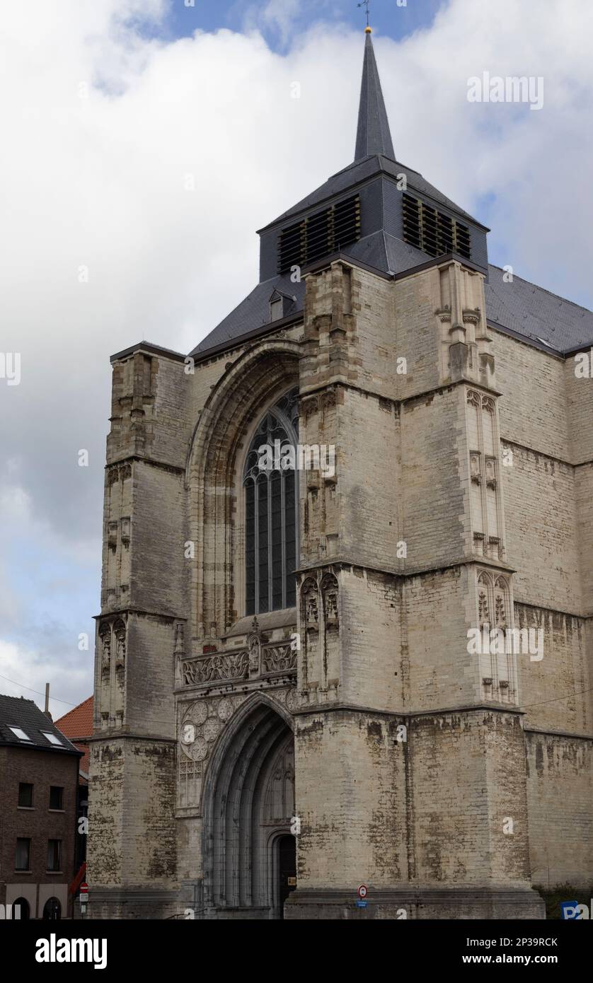 Front view of the gothic facade of St. Sulpitius, a medieval church on ...