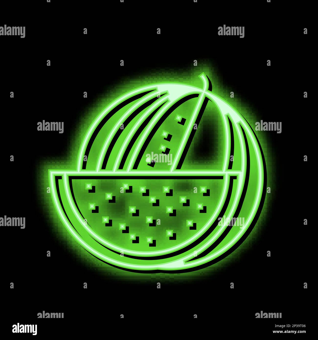 watermelon summer berry neon glow icon illustration Stock Vector Image ...