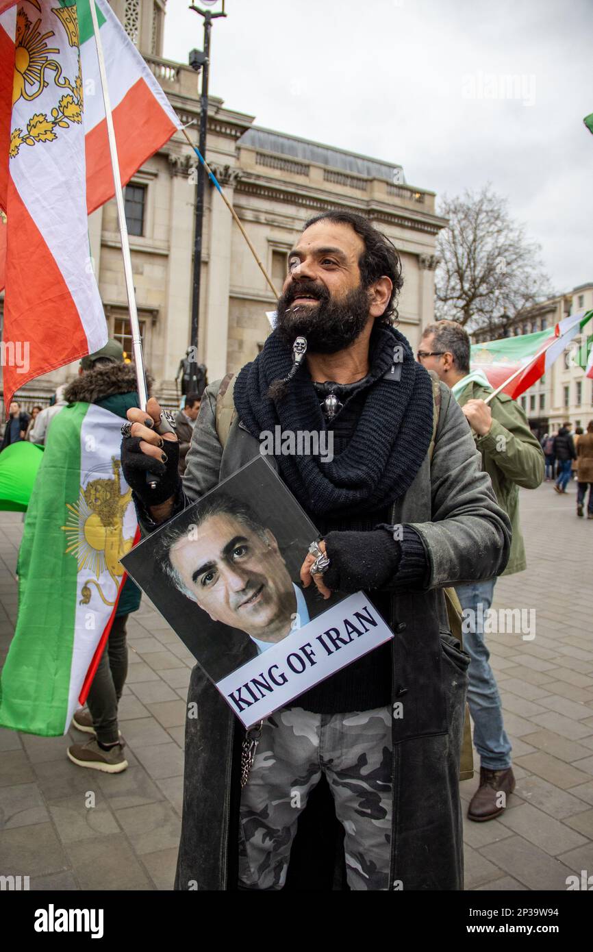 London, UK - March 4, 2023: Hundreds of Iranian-British monarchists ...