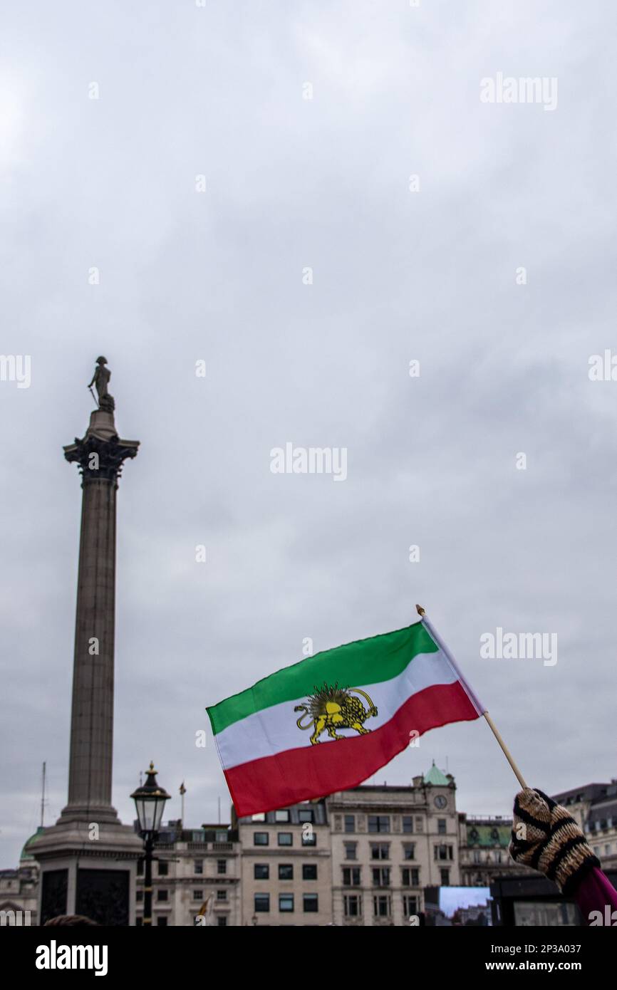 London, UK - March 4, 2023: Hundreds of Iranian-British monarchists ...