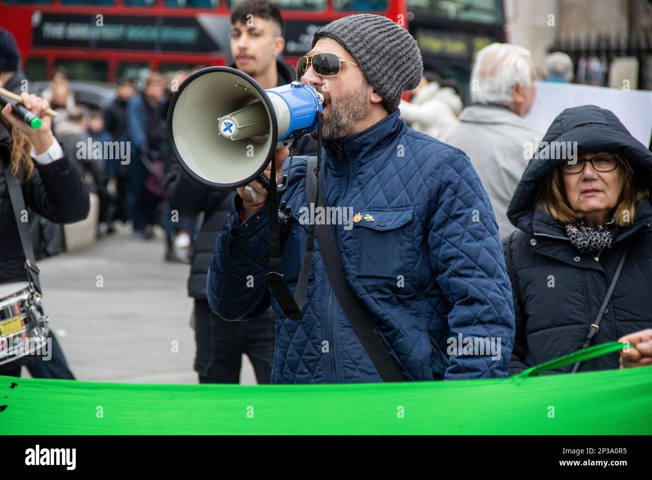 London, UK - March 4, 2023: Hundreds of Iranian-British monarchists ...
