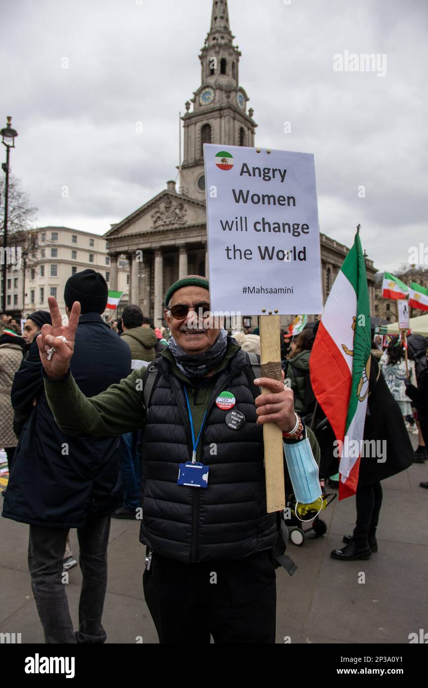London, UK - March 4, 2023: Hundreds of Iranian-British monarchists ...