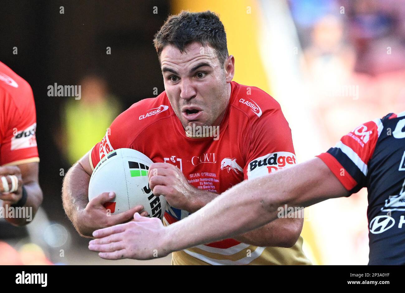 Sean O’Sullivan of the Dolphins takes the ball up during the NRL Round ...