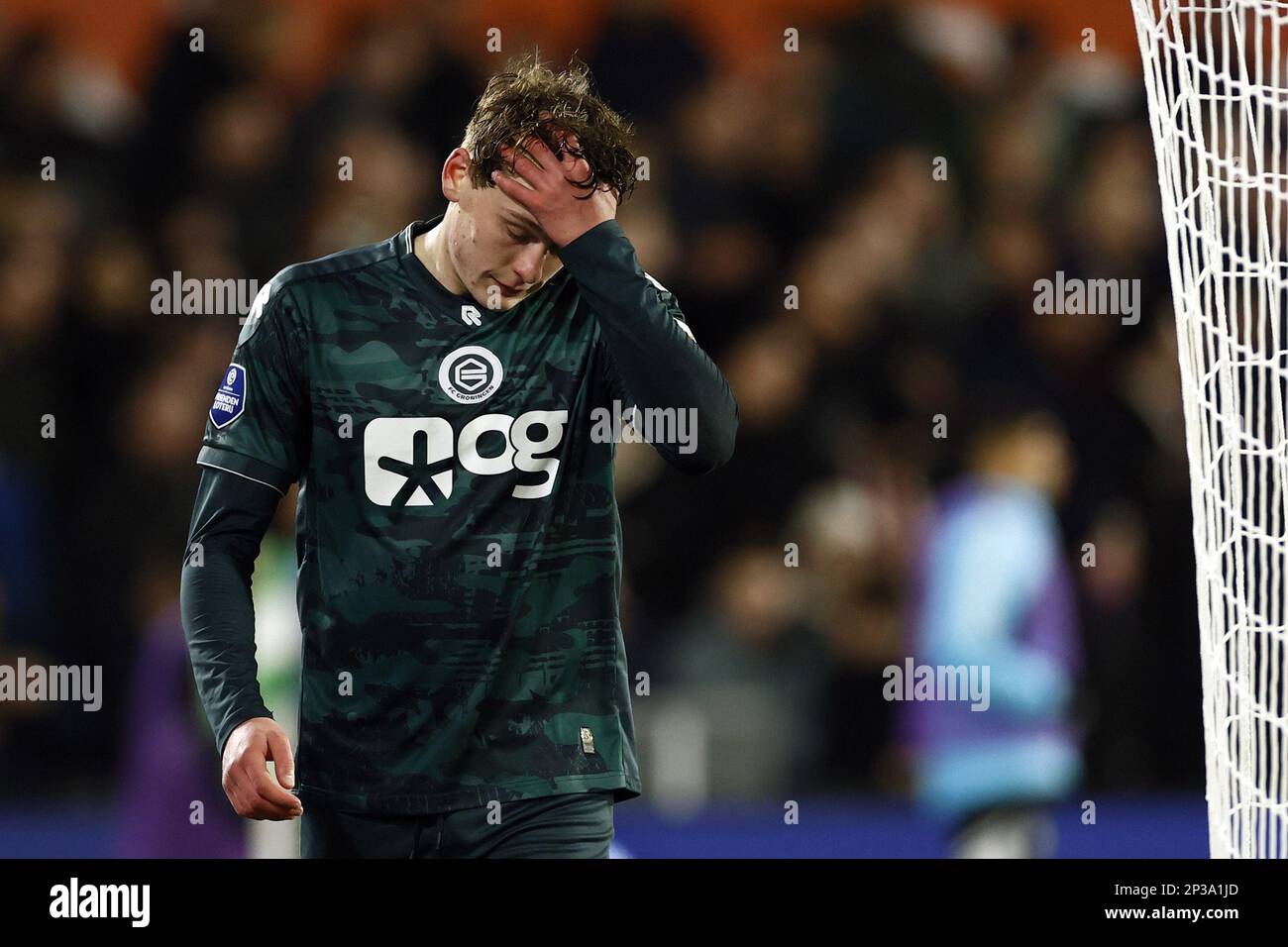 ROTTERDAM - Isak Dybvik Maatta of FC Groningen cheers during the Dutch ...