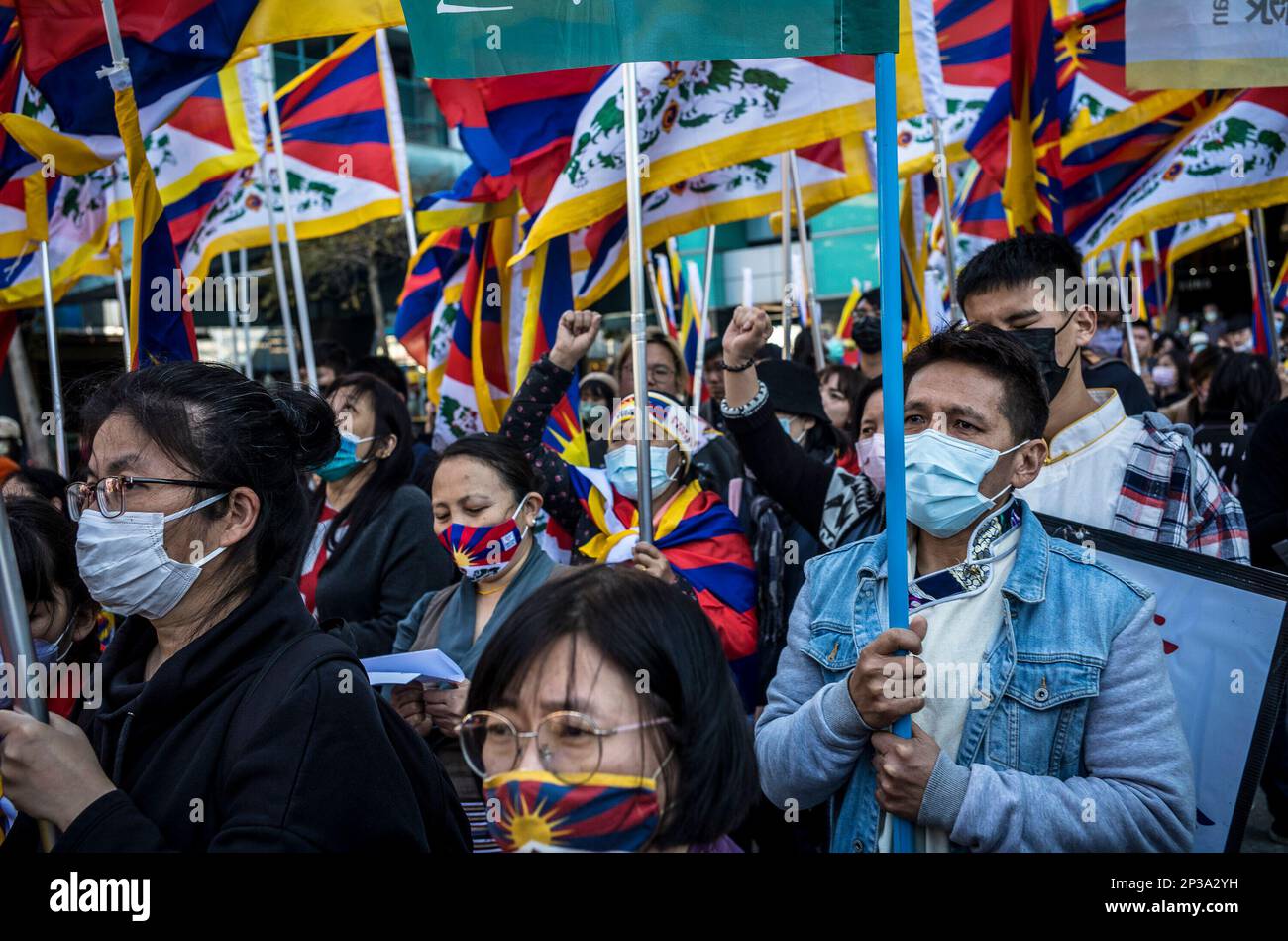 Taipei. 05th Mar, 2023. Tibetans and Taiwanese who support Tibetan ...