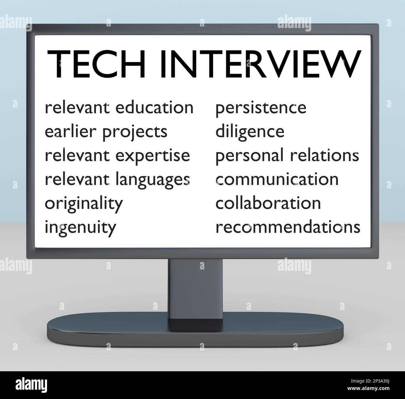 3D illustration of a PC screen, presenting 12 desired qualities of ...
