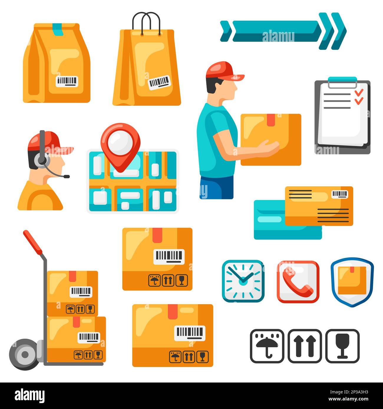 Illustration of delivery symbols. Shipping cargo service Stock Vector ...