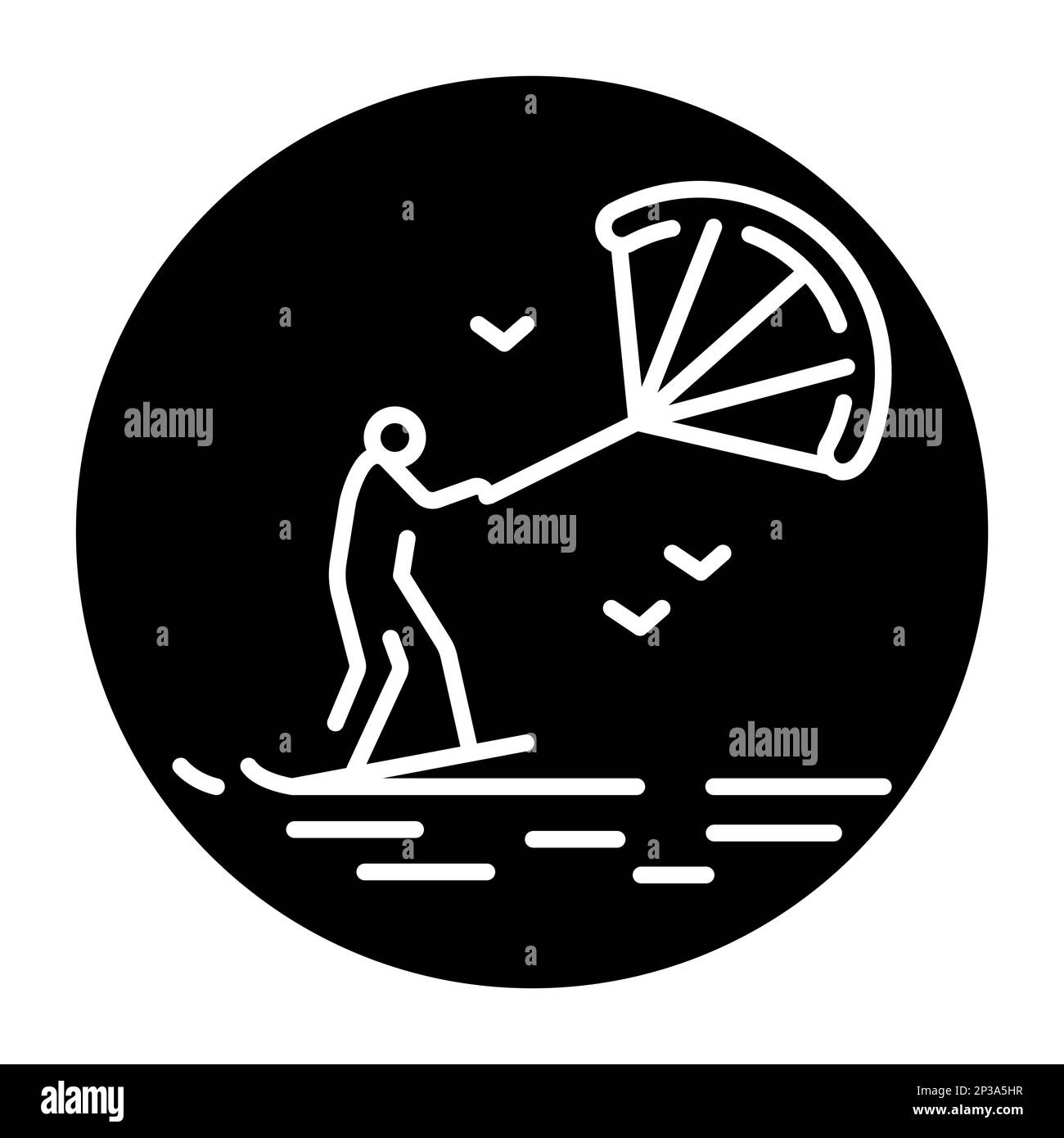 Kitesurfing black line icon. Water activity. Pictogram for web page ...