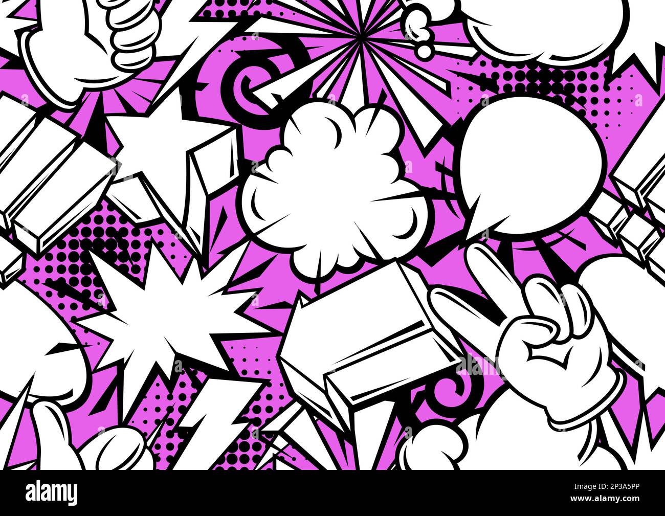 Seamless pattern with comic speech bubbles signs and symbols. Cartoon ...