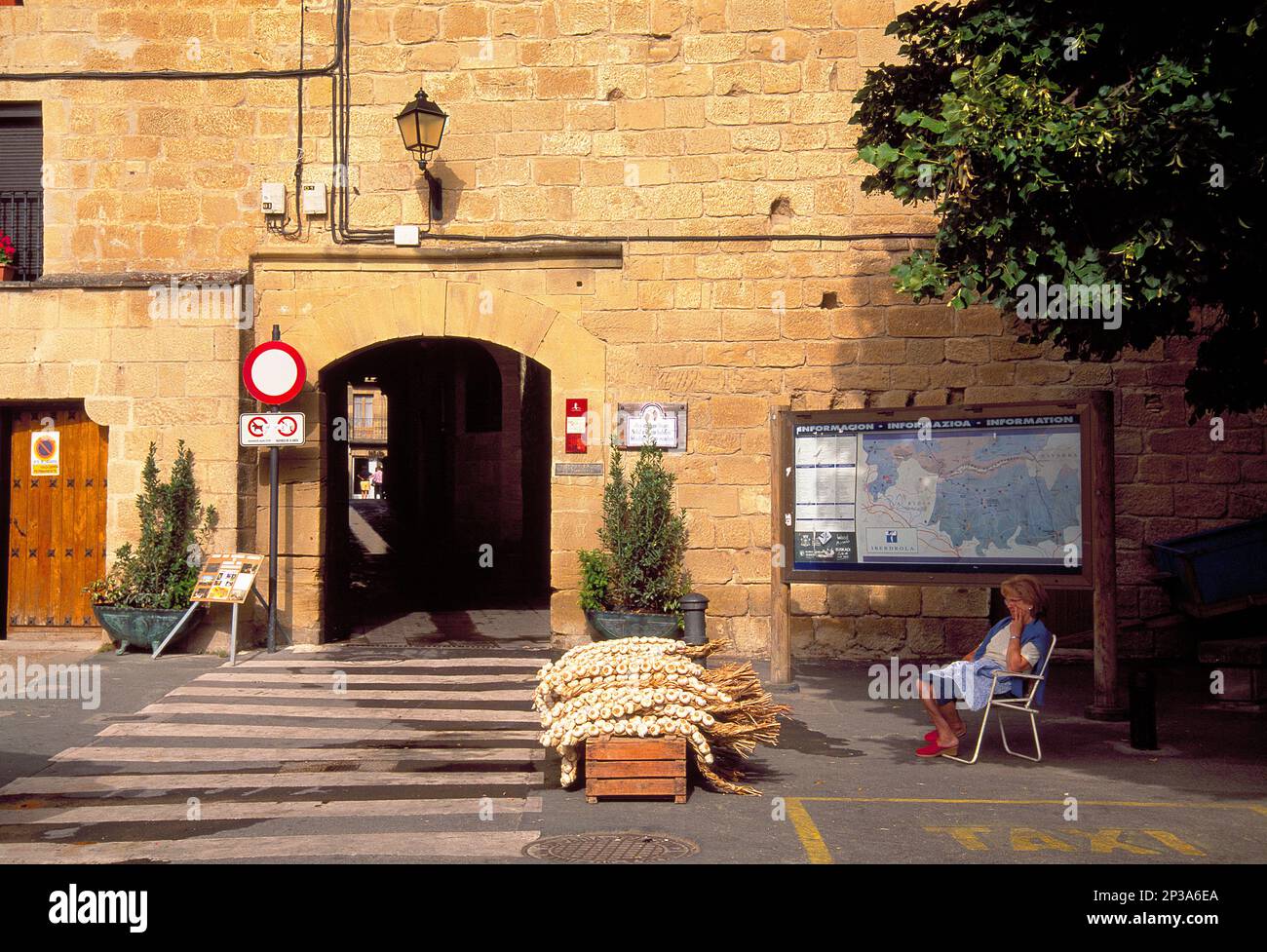 Medieval gate. Laguardia, Alava province, Basque Country, Spain Stock ...