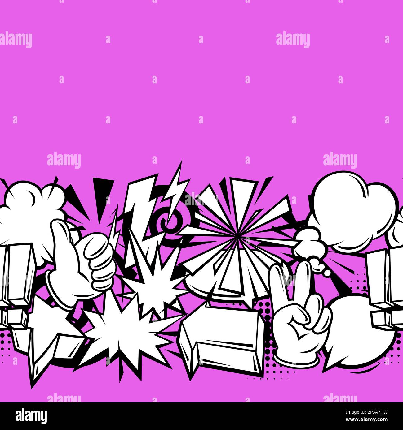 Seamless pattern with comic speech bubbles signs and symbols. Cartoon ...