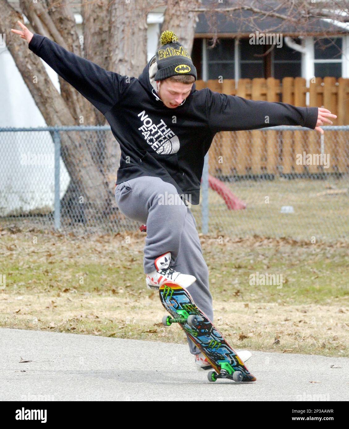 Brian Collins works on his skateboard technique at a park on North ...