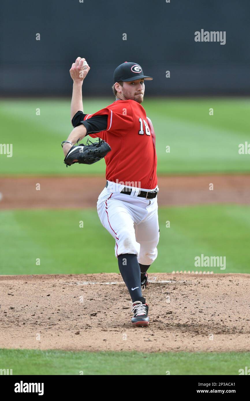 Georgia Bulldogs starting pitcher Ryan Lawlor (5) delivers a pitch ...