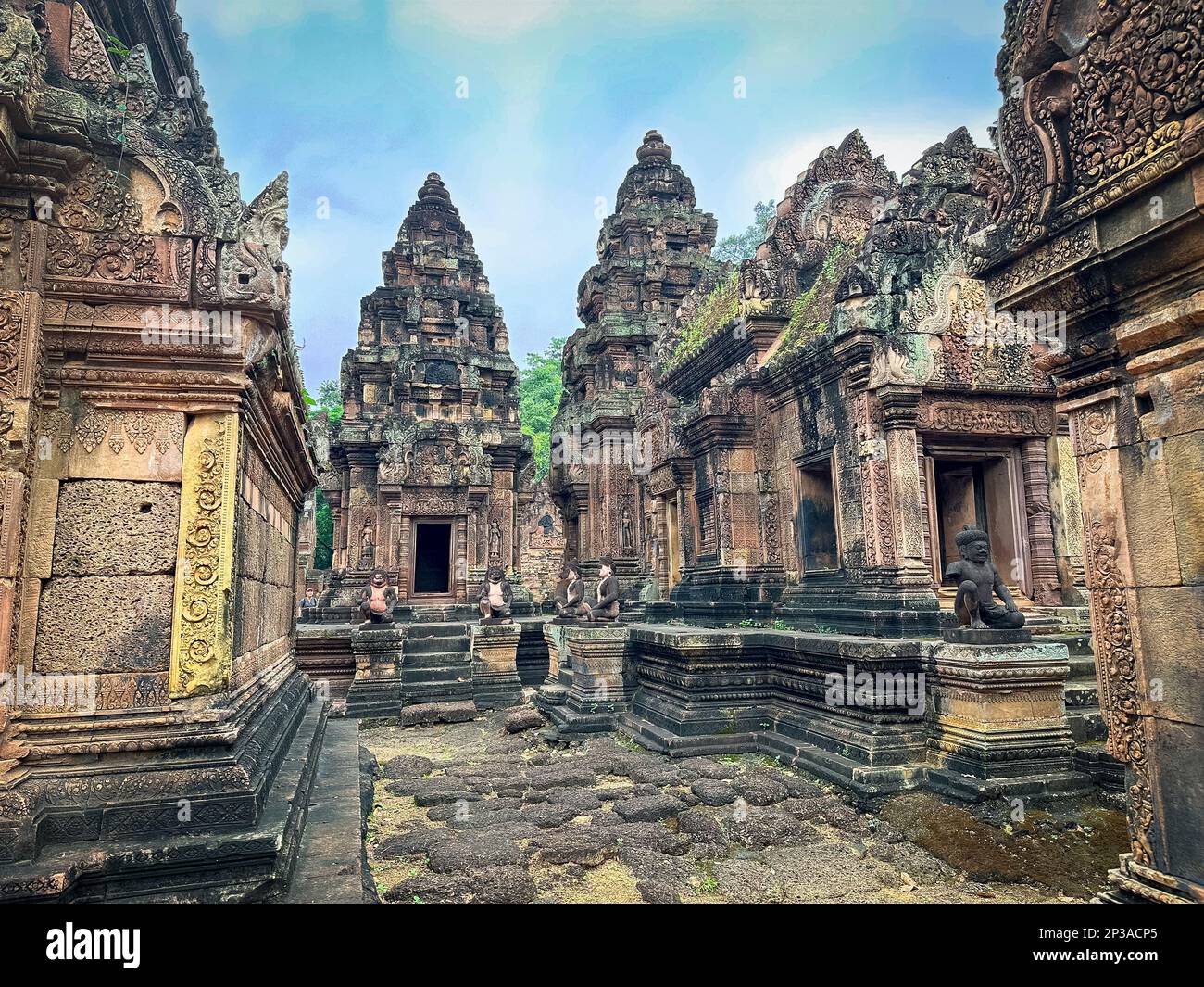 The inner compund of the elaborate 10th century Banteay Srey temple within the Angkor area near ...