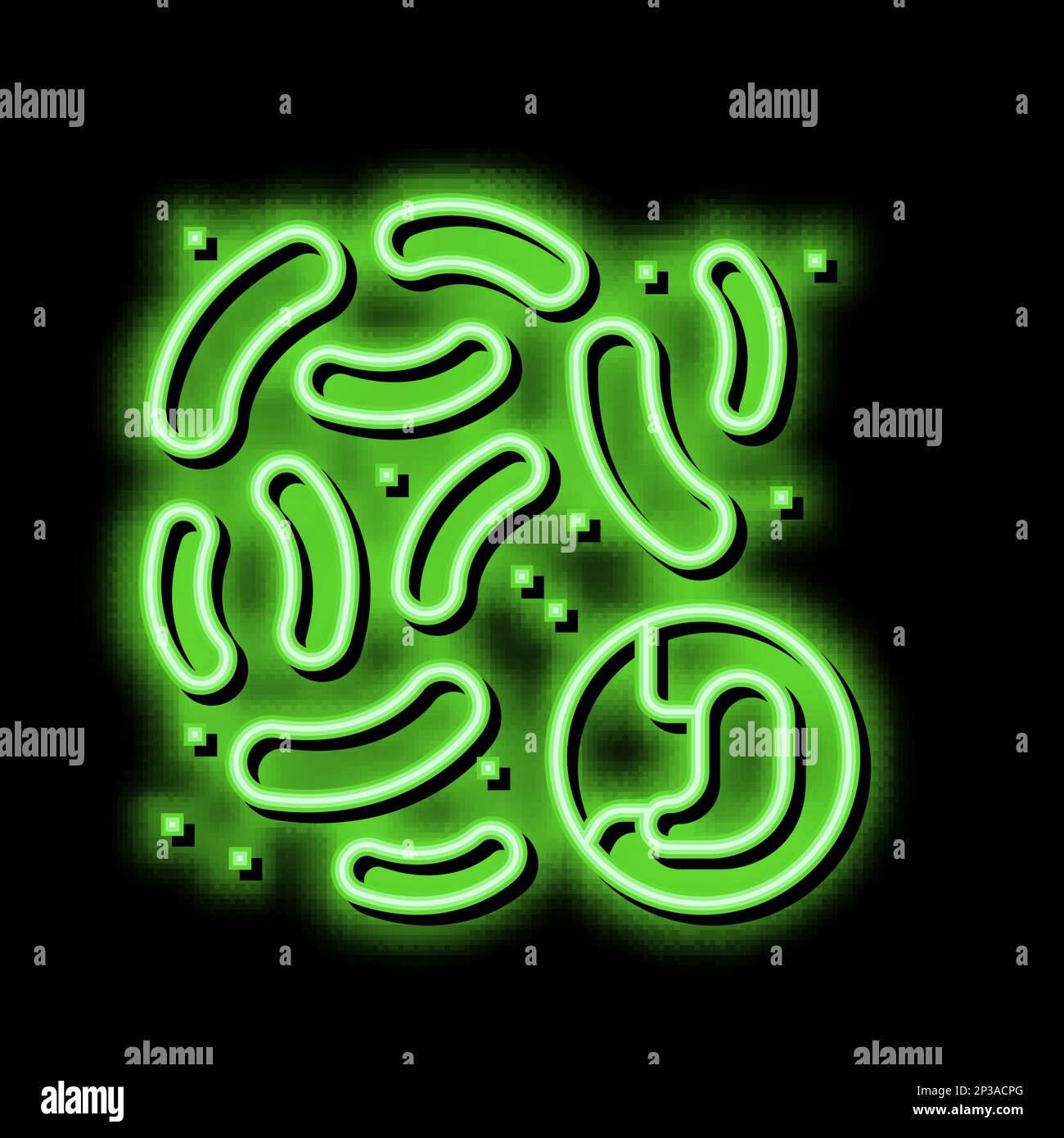 bacteria or fungus of digestion system neon glow icon illustration ...
