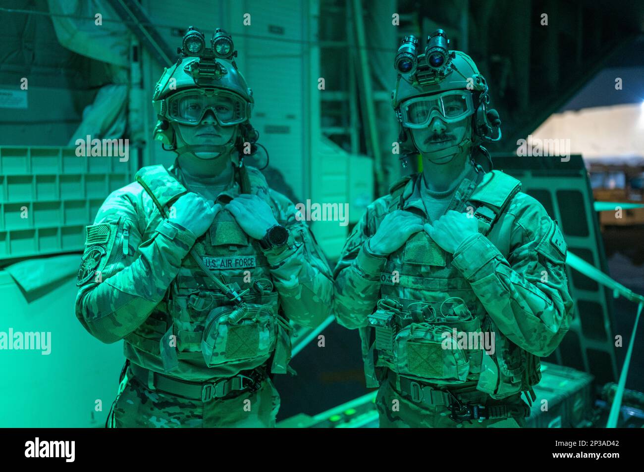 U.S. Air Force Airman 1st Class Emilio Saldana (left) and Senior Airman ...