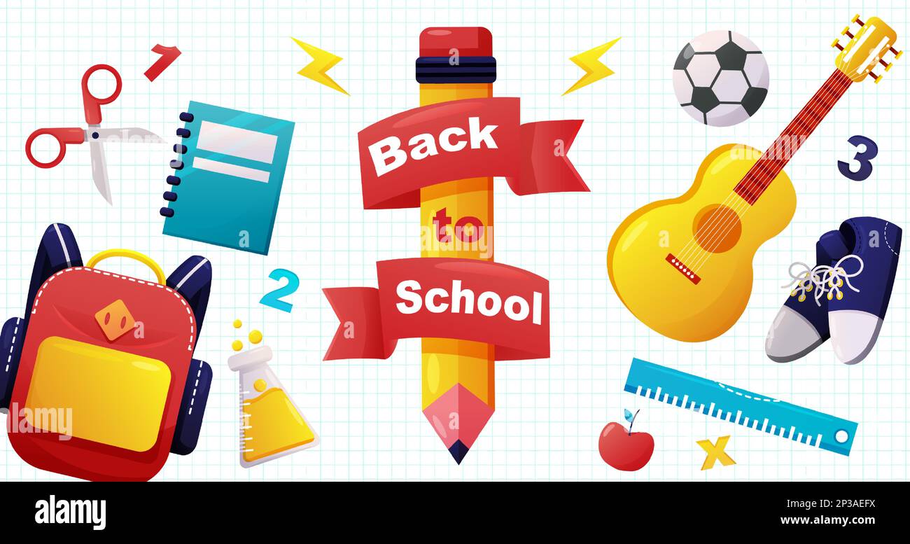 School desk supplies icon Stock Vector Images - Alamy