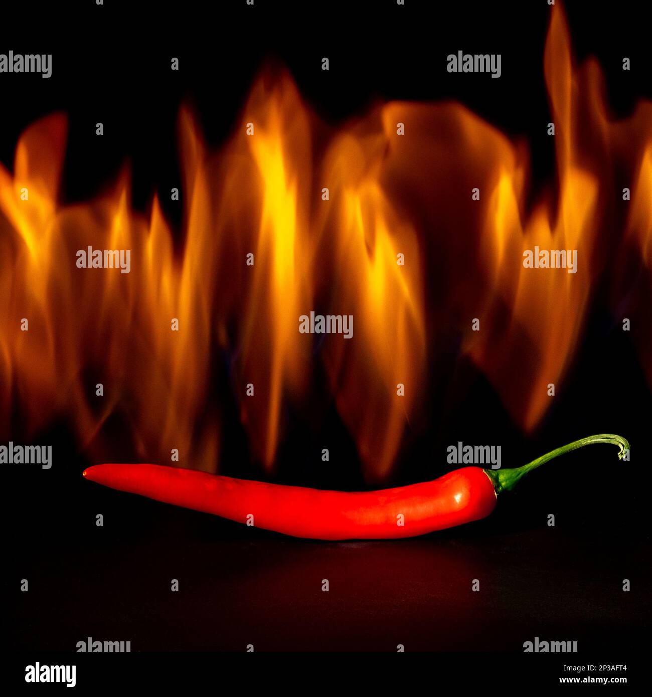 Chili pepper on fire Stock Photo - Alamy