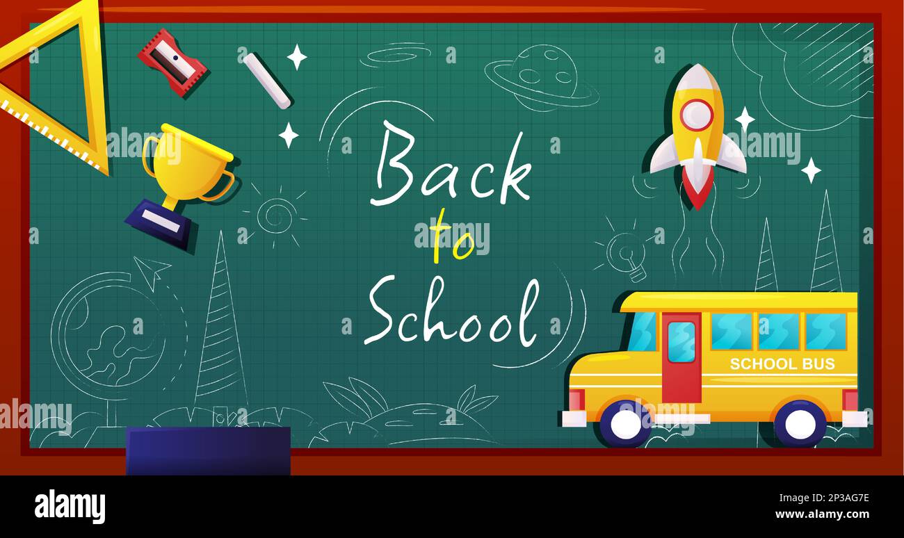 Back to School, Chalkboard background with fun objects Stock Vector ...