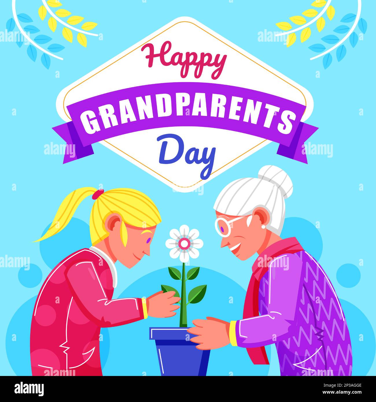 Grandmother granddaughter drawing Stock Vector Images - Alamy