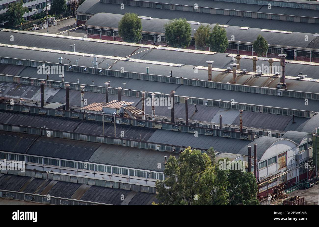Industrial sheds, industrial area - aerial view Stock Photo - Alamy